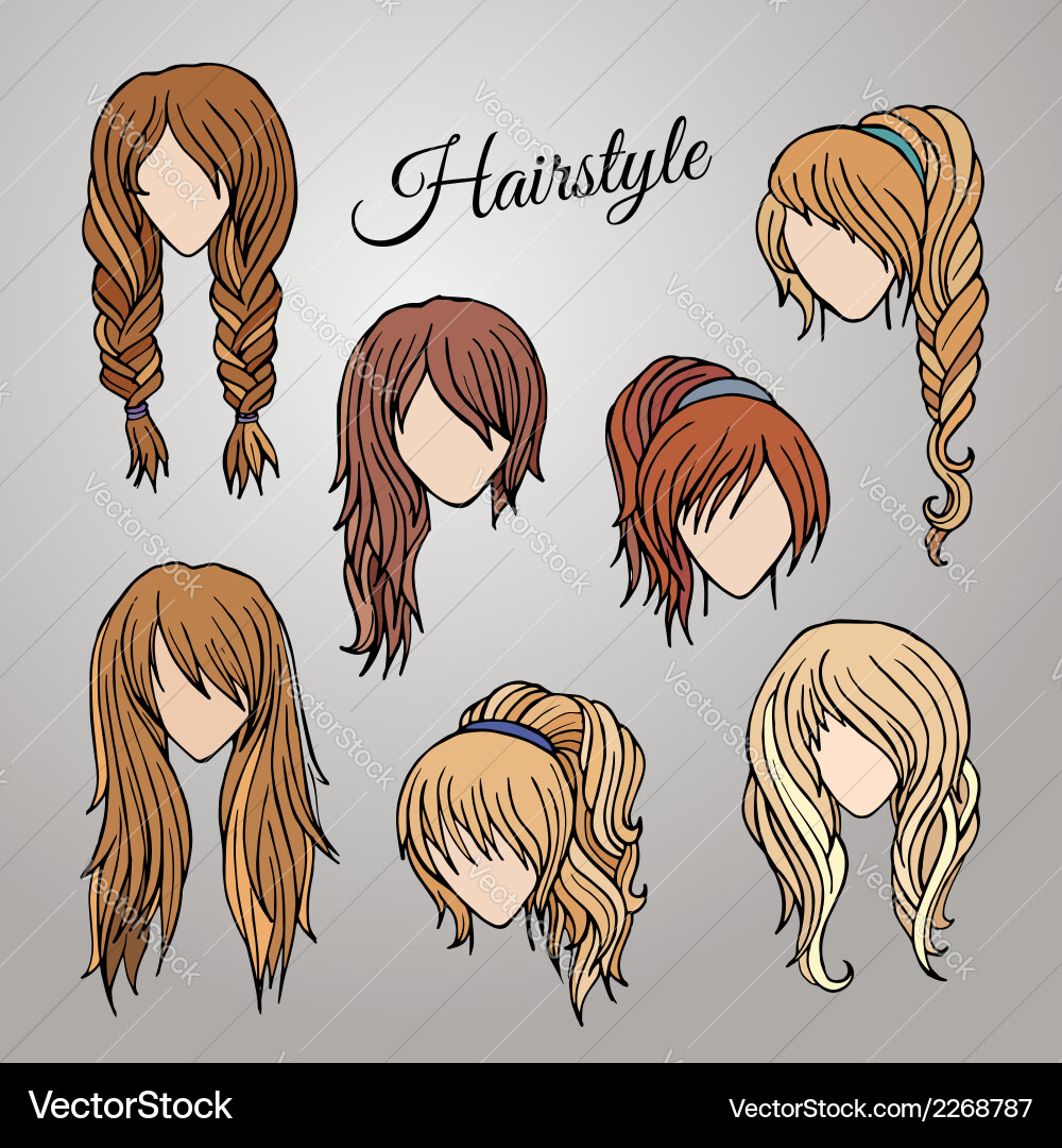 Different cartoon hairstyles Royalty Free Vector Image