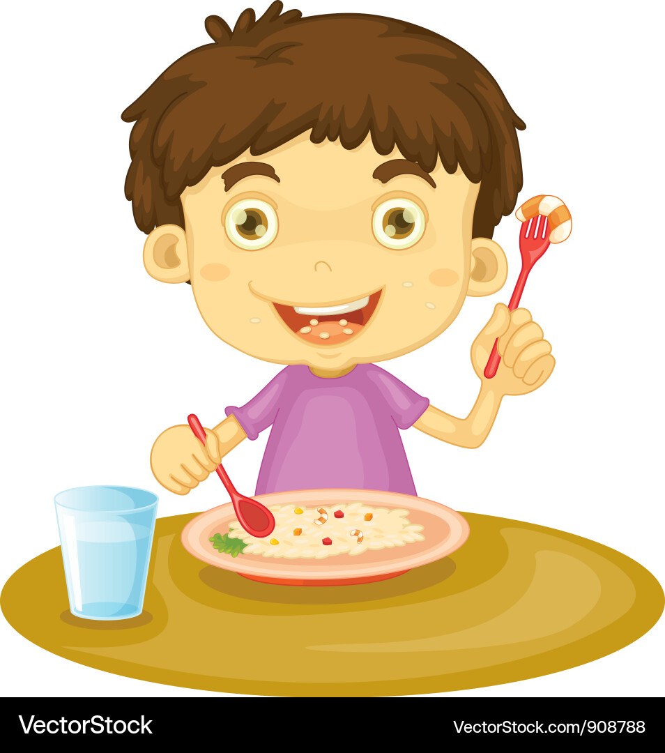 Child eating Royalty Free Vector Image - VectorStock
