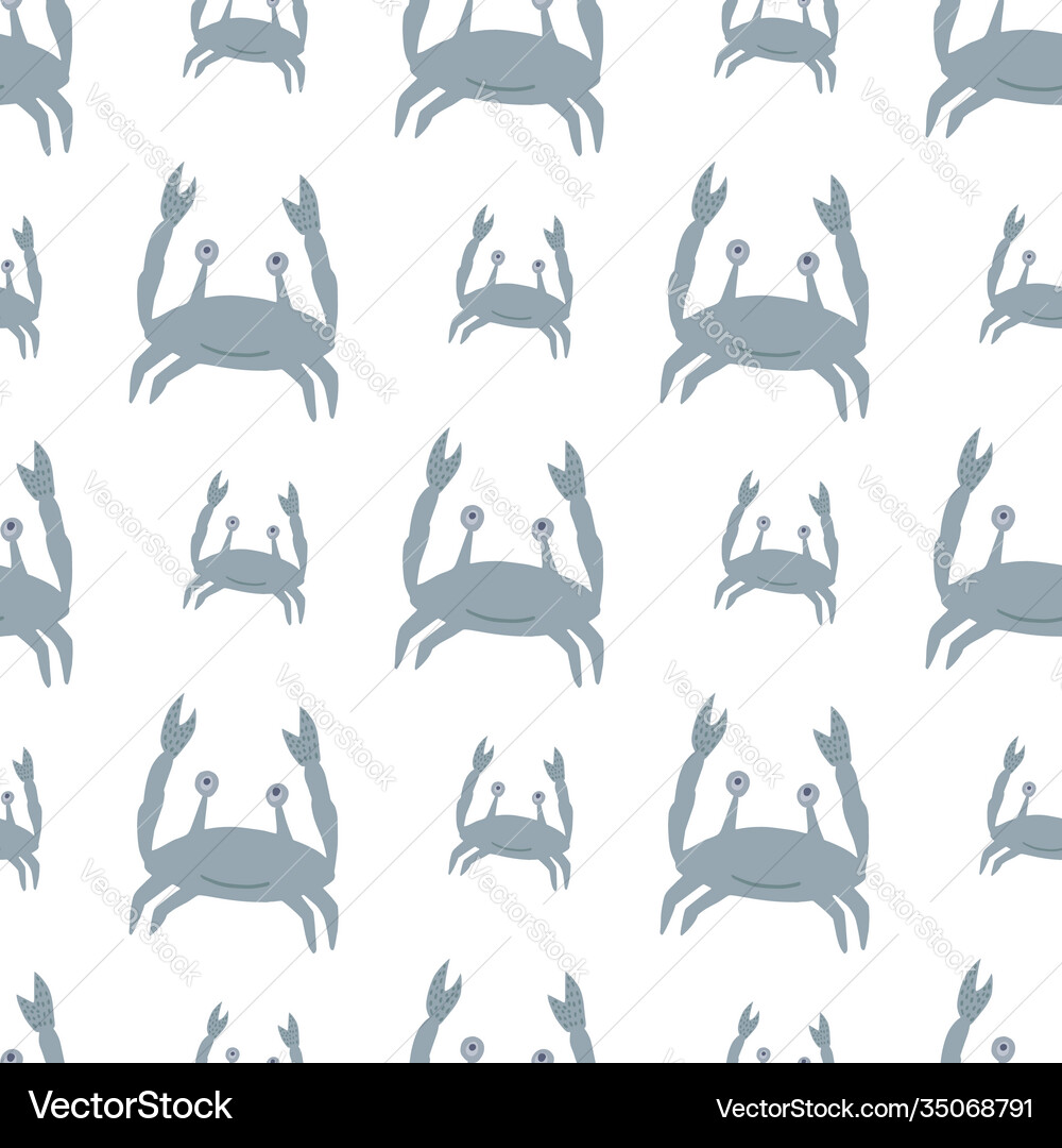 Blue crabs seamless isolated pattern white Vector Image