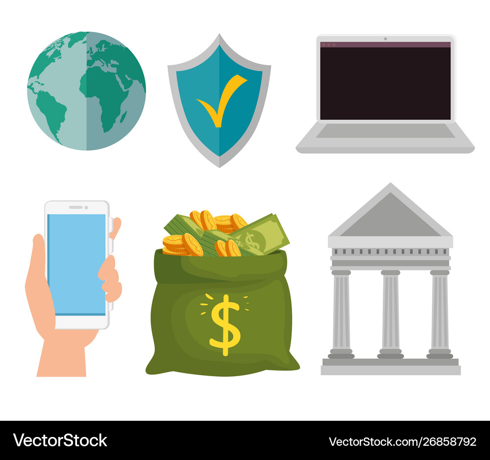 Set business office strategy report Royalty Free Vector