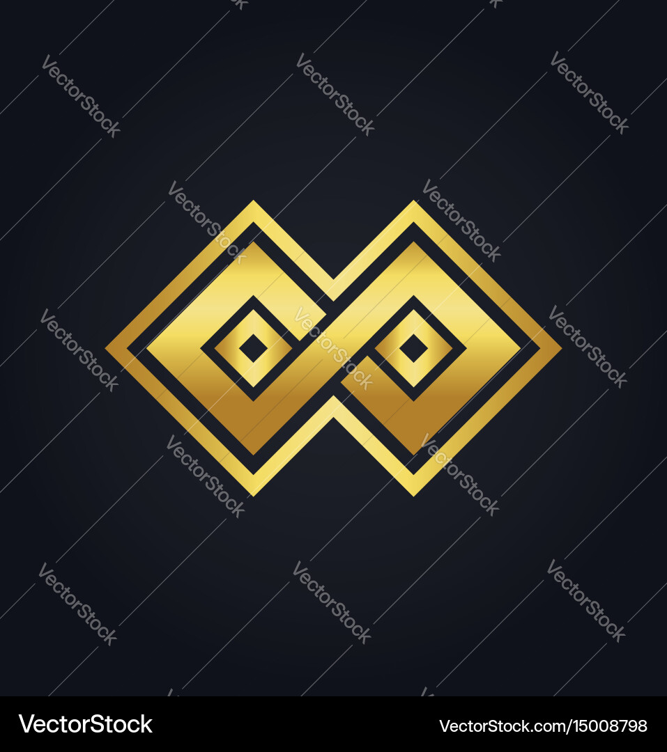 Square infinity geometry gold logo Royalty Free Vector Image