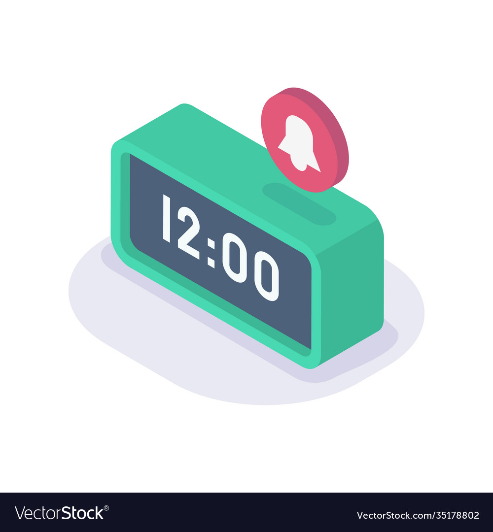 Digital timer time clock isometric icon Royalty Free Vector