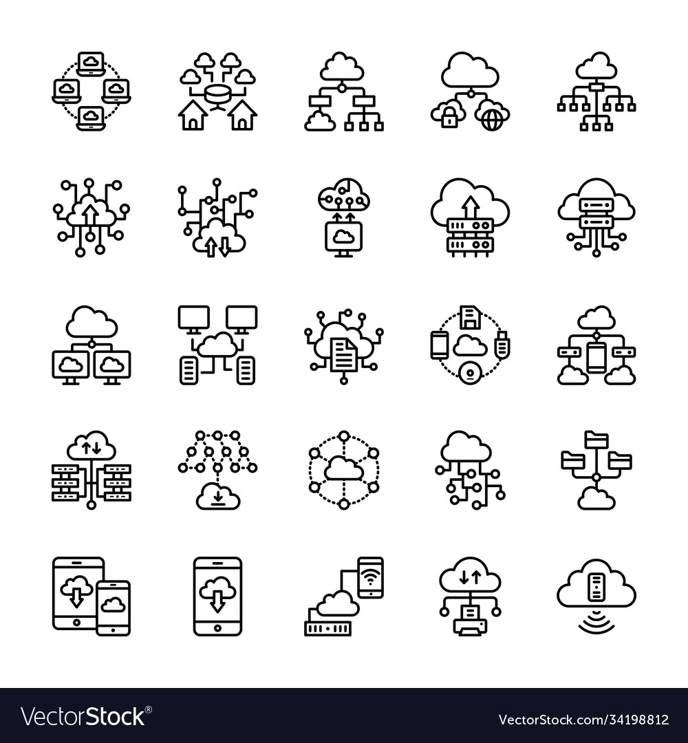 Cloud computing line Royalty Free Vector Image