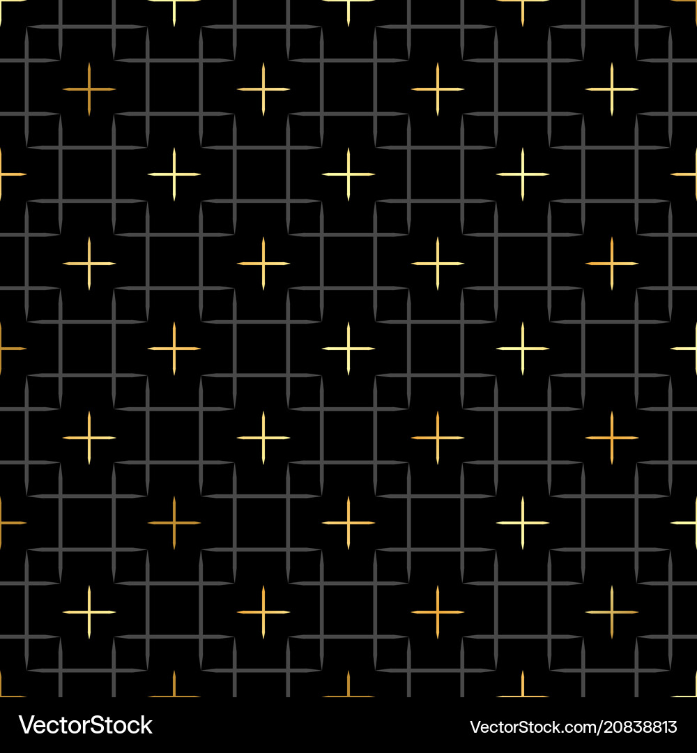 Black squares and gold star geometric pattern Vector Image