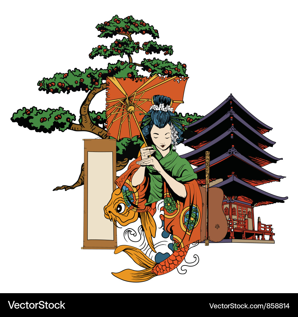 Japanese emblem Royalty Free Vector Image - VectorStock