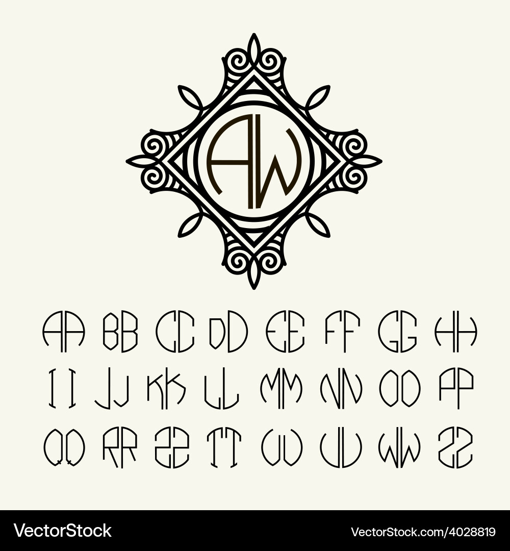Template letters to create monograms Royalty Free Vector