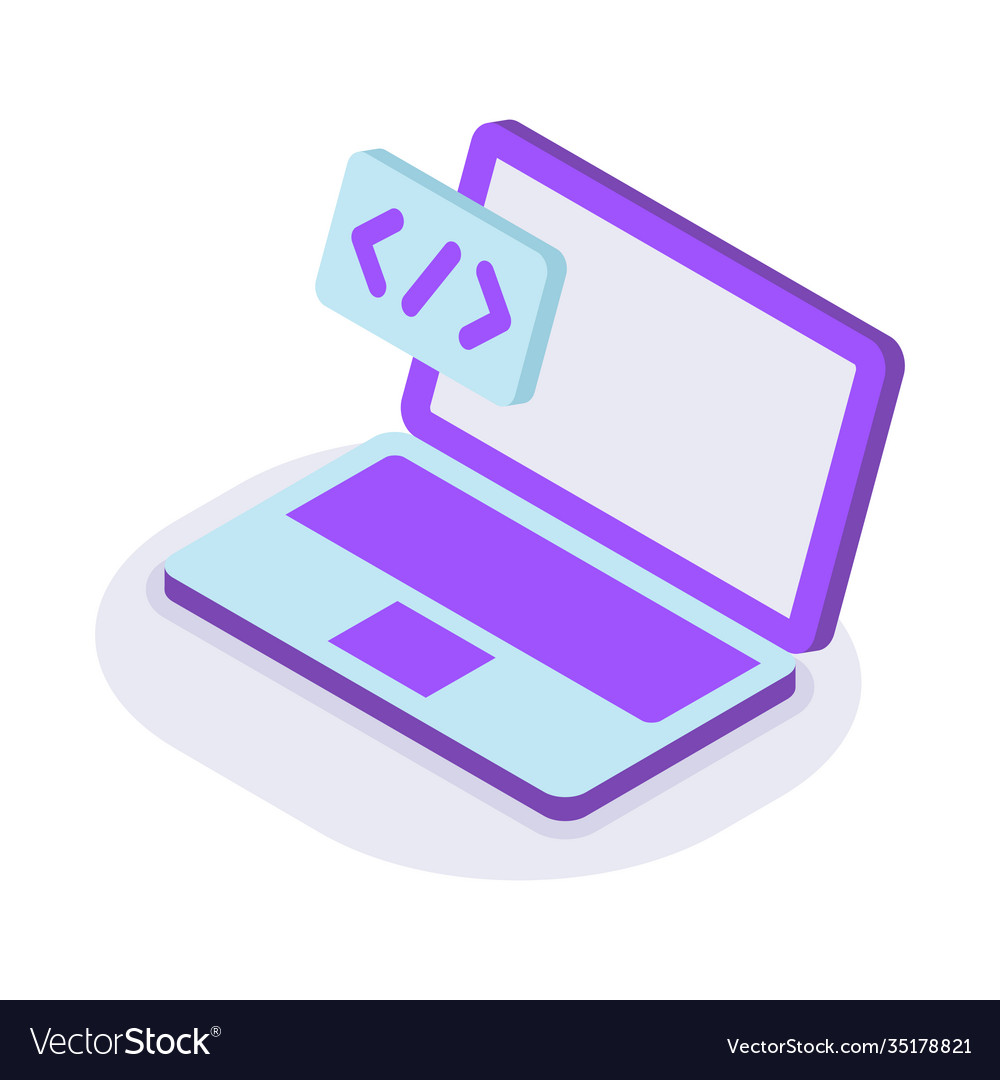 Laptop programming isometric icon with modern Vector Image
