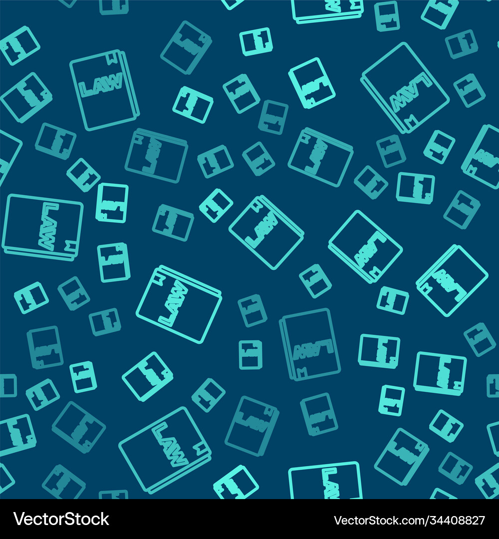 Green line law book icon isolated seamless pattern