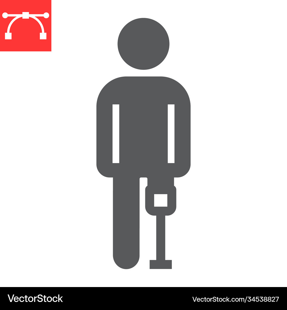 Man with leg prosthesis glyph icon disability Vector Image
