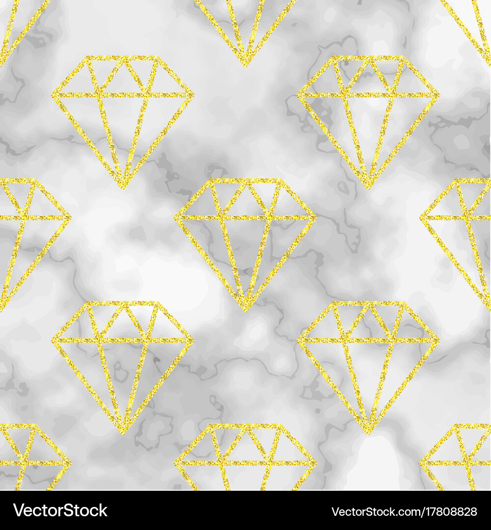 Marble background with golden diamond Royalty Free Vector