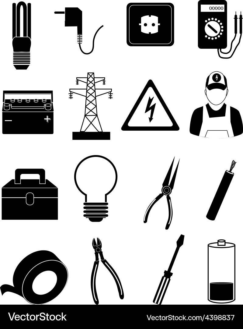 Electrician icons set Royalty Free Vector Image