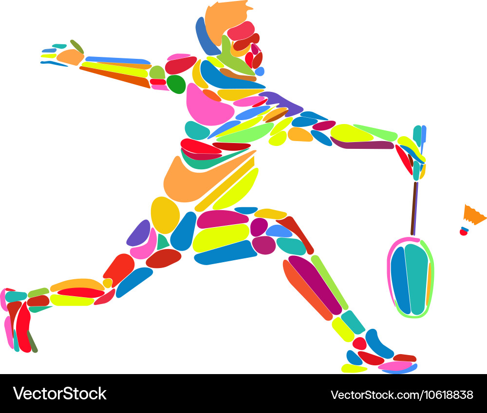 Multicolor abstract professional badminton player Vector Image