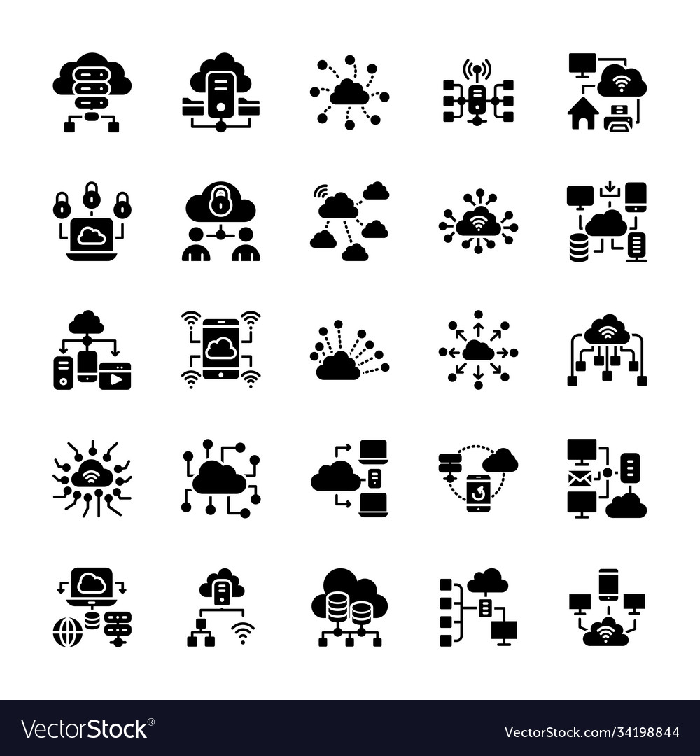 Cloud technology icon pack Royalty Free Vector Image
