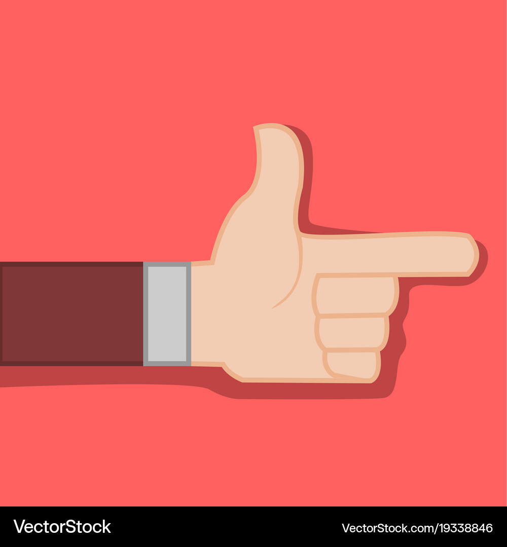 Finger direction gun hand gesture graphic Vector Image