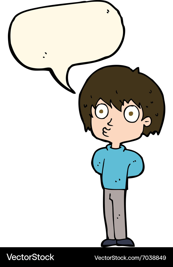 Cartoon impressed boy with speech bubble Vector Image