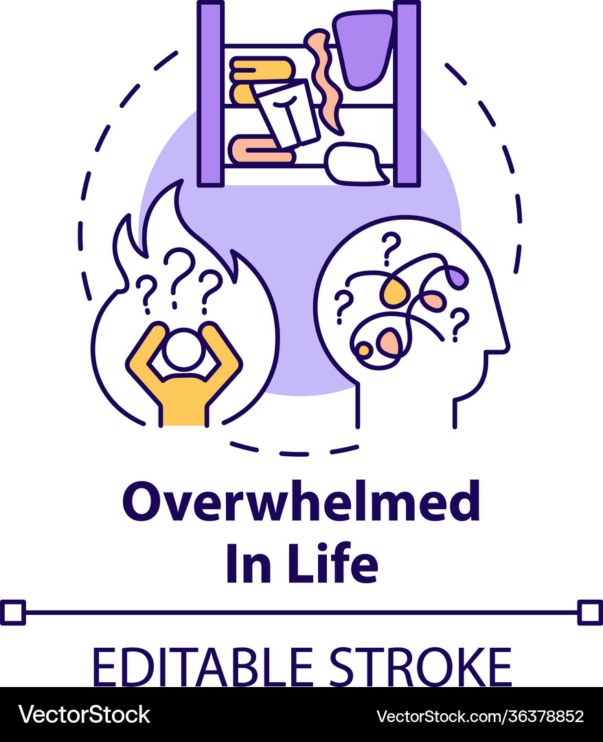 Overwhelmed in life concept icon Royalty Free Vector Image
