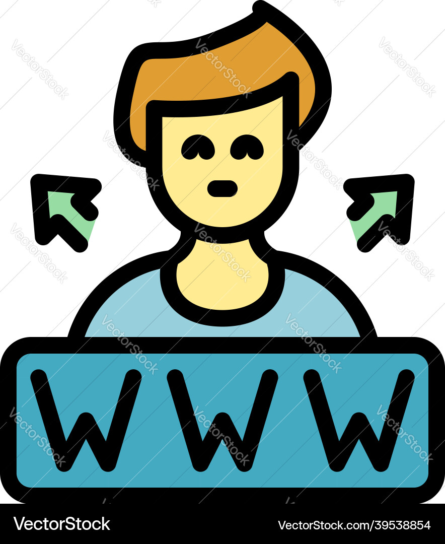 Web interaction icon color outline Royalty Free Vector Image