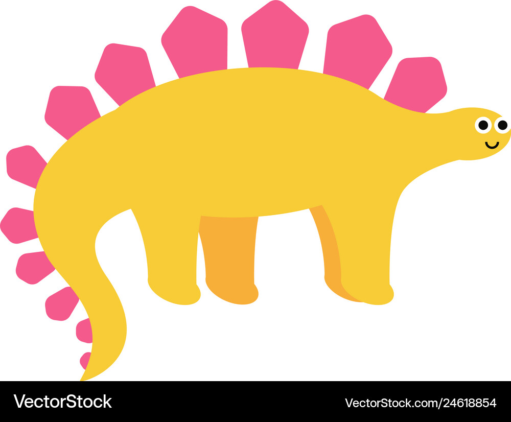 Yellow dinosaur flat on white Royalty Free Vector Image