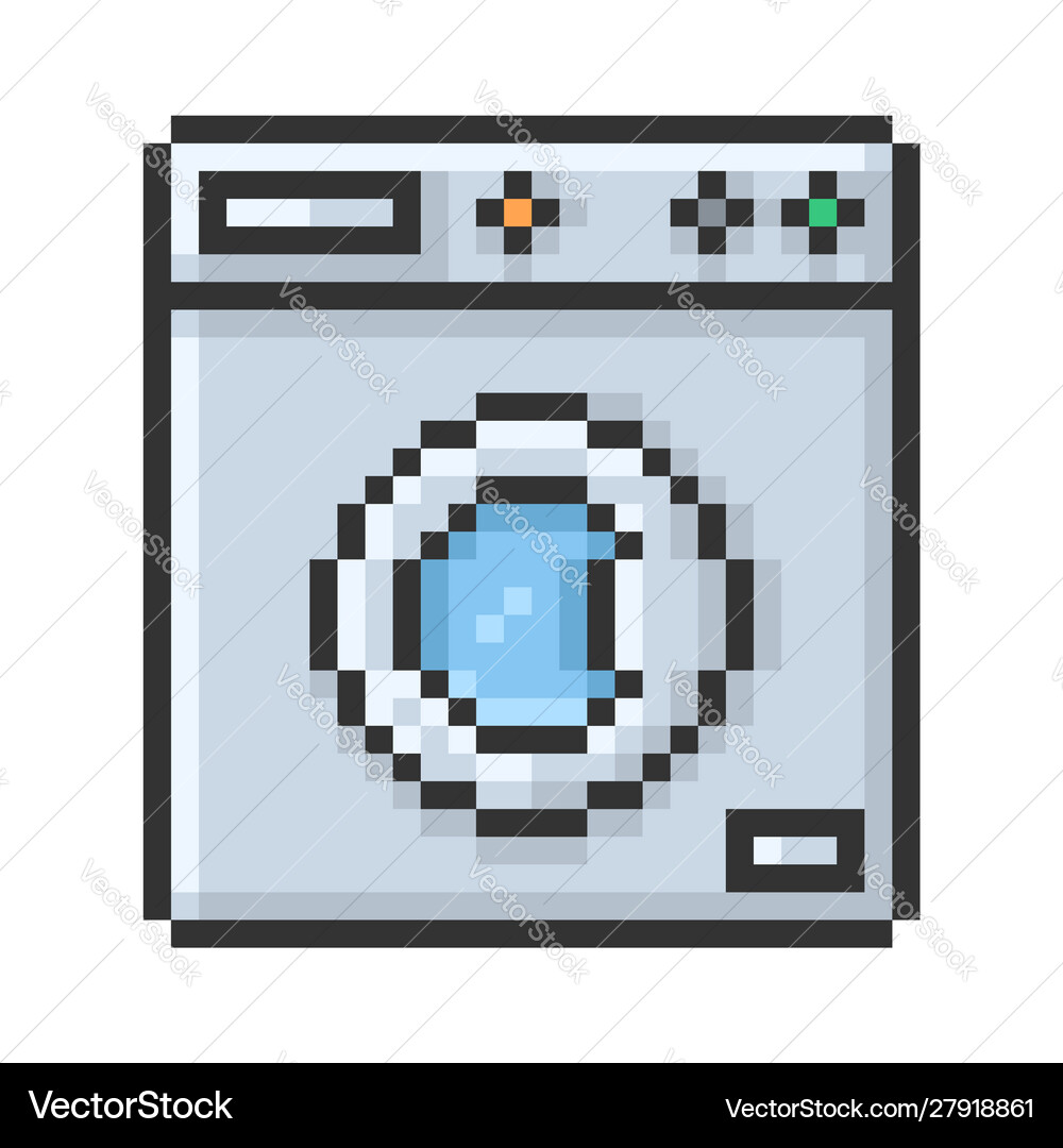 Outlined pixel icon clothes washer fully Vector Image
