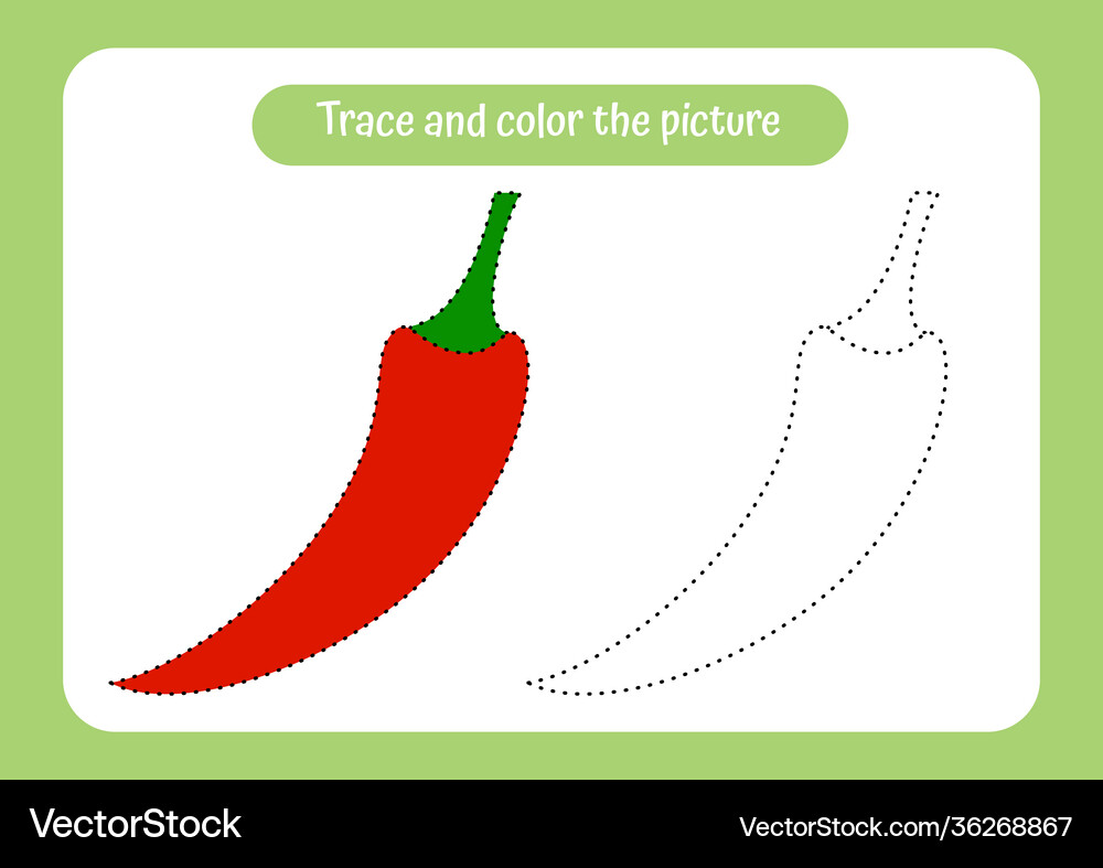 Pepper trace and color picture educational Vector Image