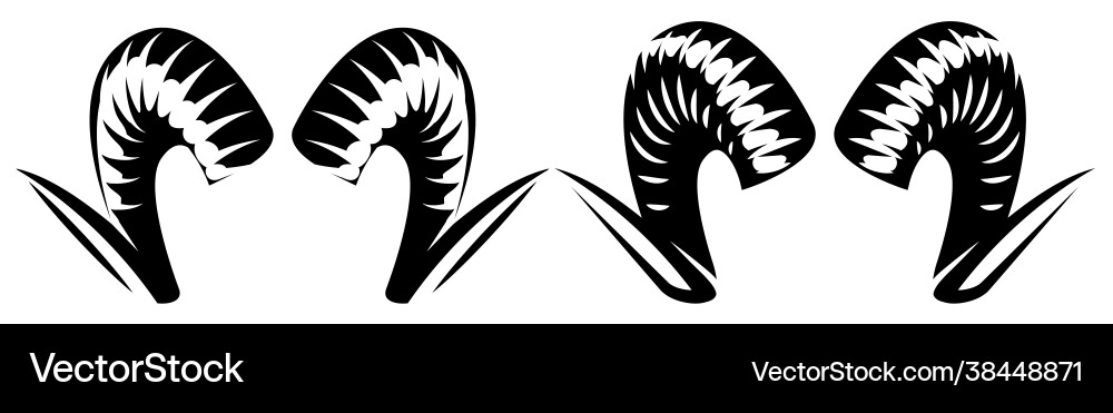 Set ram horns two templates for design Royalty Free Vector
