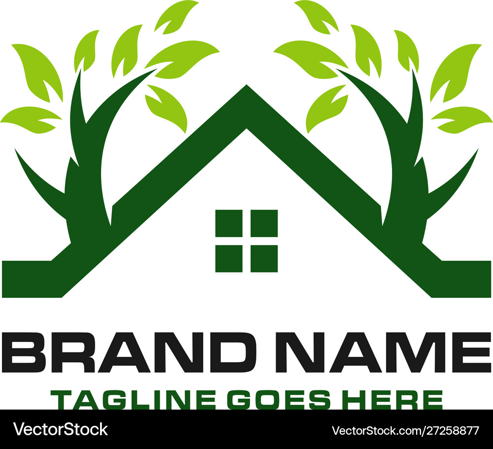 Home logo with trees Royalty Free Vector Image