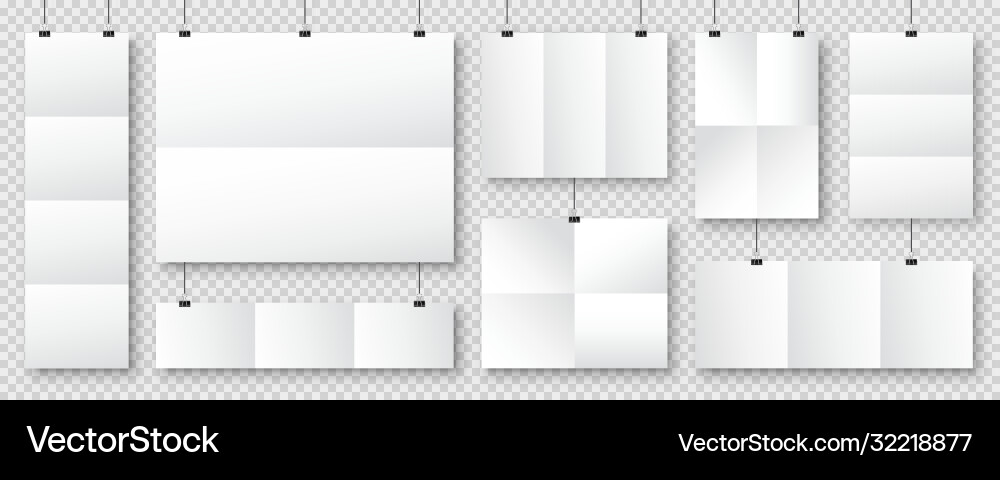 Realistic blank paper sheets hanging on binder Vector Image