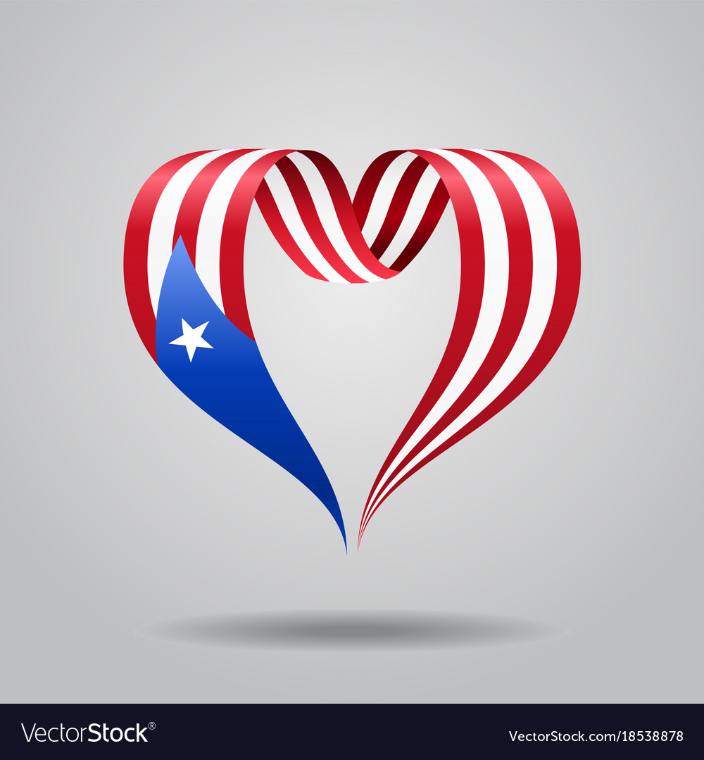 Puerto rican flag heart-shaped ribbon Royalty Free Vector