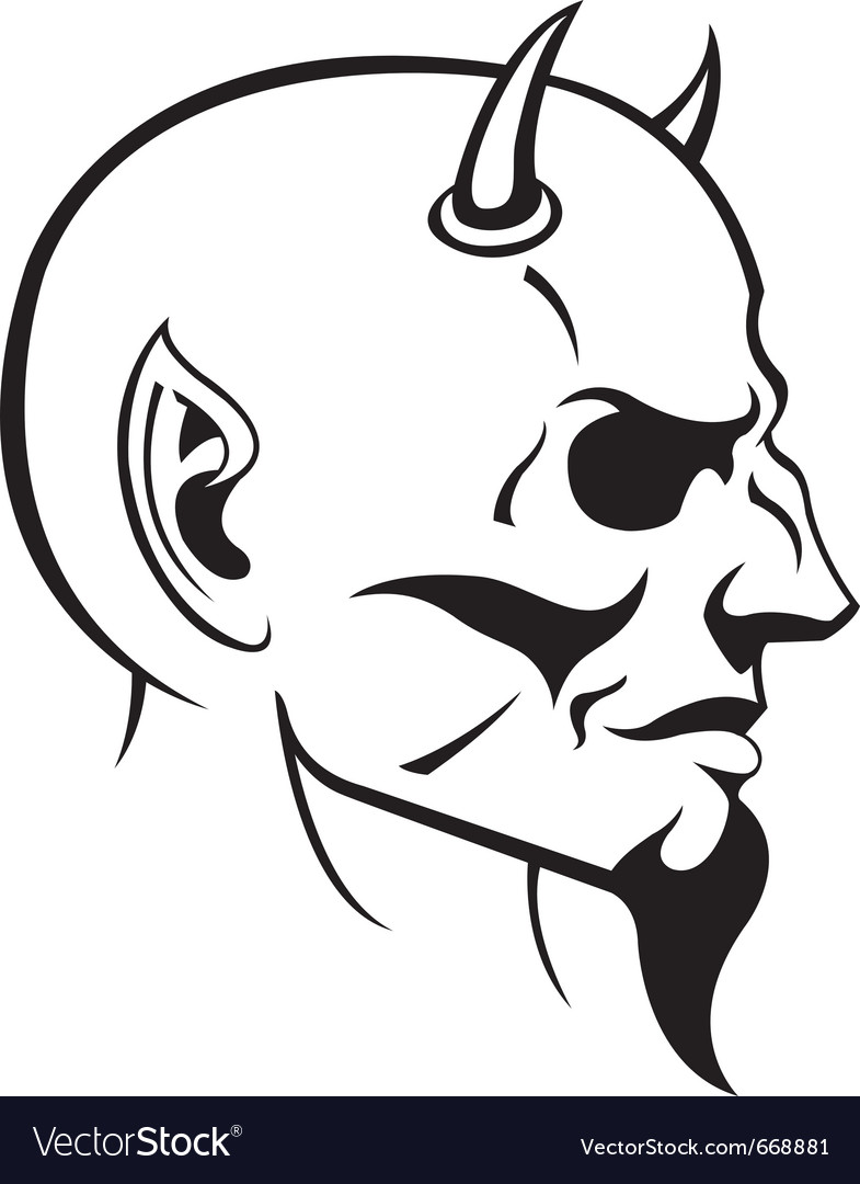 Devils head profile Royalty Free Vector Image - VectorStock