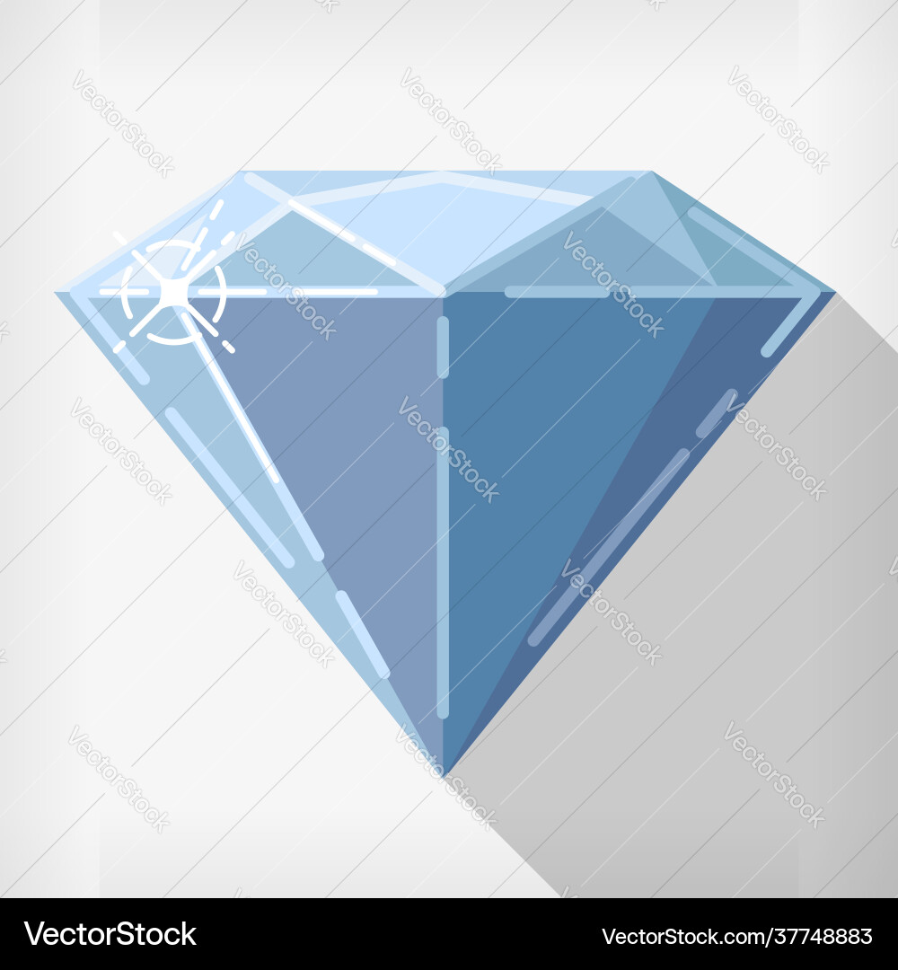 Flat diamond gemstone design cartoon style Vector Image