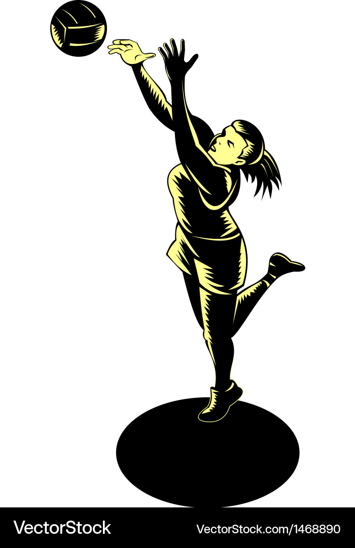 Netball player catching ball Royalty Free Vector Image