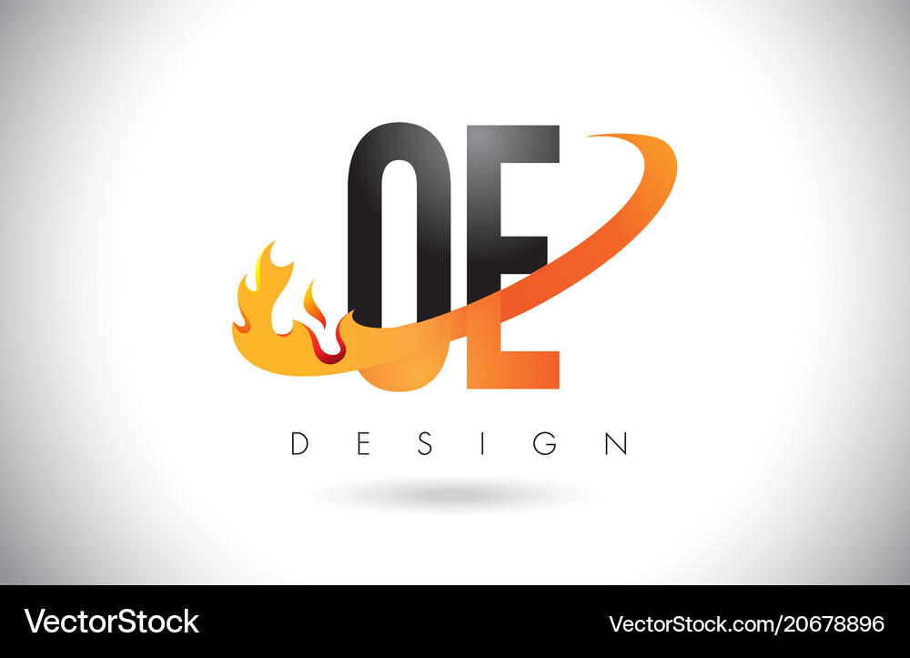 Oe o e letter logo with fire flames design Vector Image