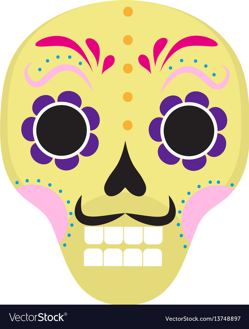 Sugar skull icon flat cartoon style cute dead Royalty Free Vector Image ...