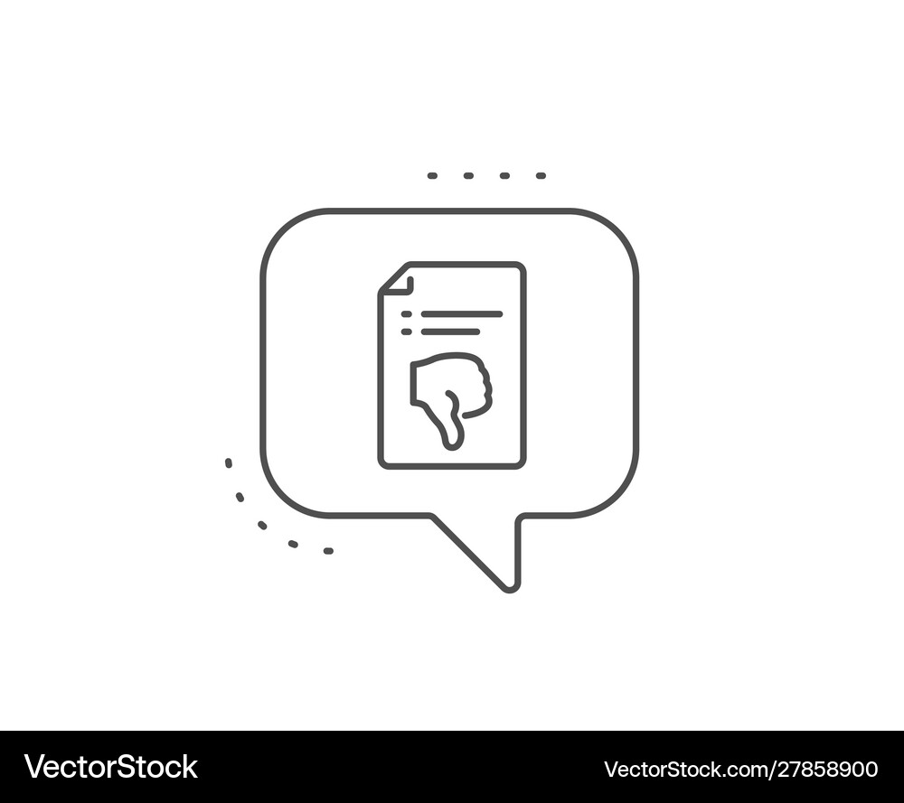 Reject file line icon decline document sign Vector Image
