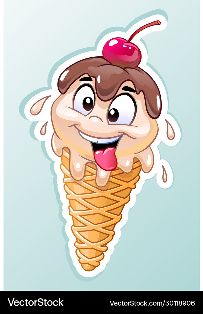 Funny crazy ice cream dessert for menu Royalty Free Vector