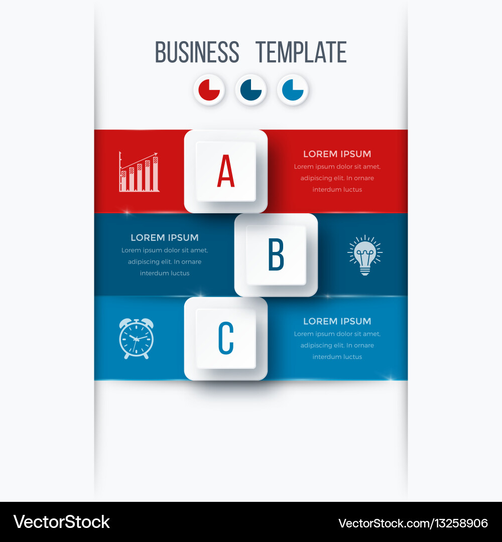 Infographics template 3 options with square Vector Image
