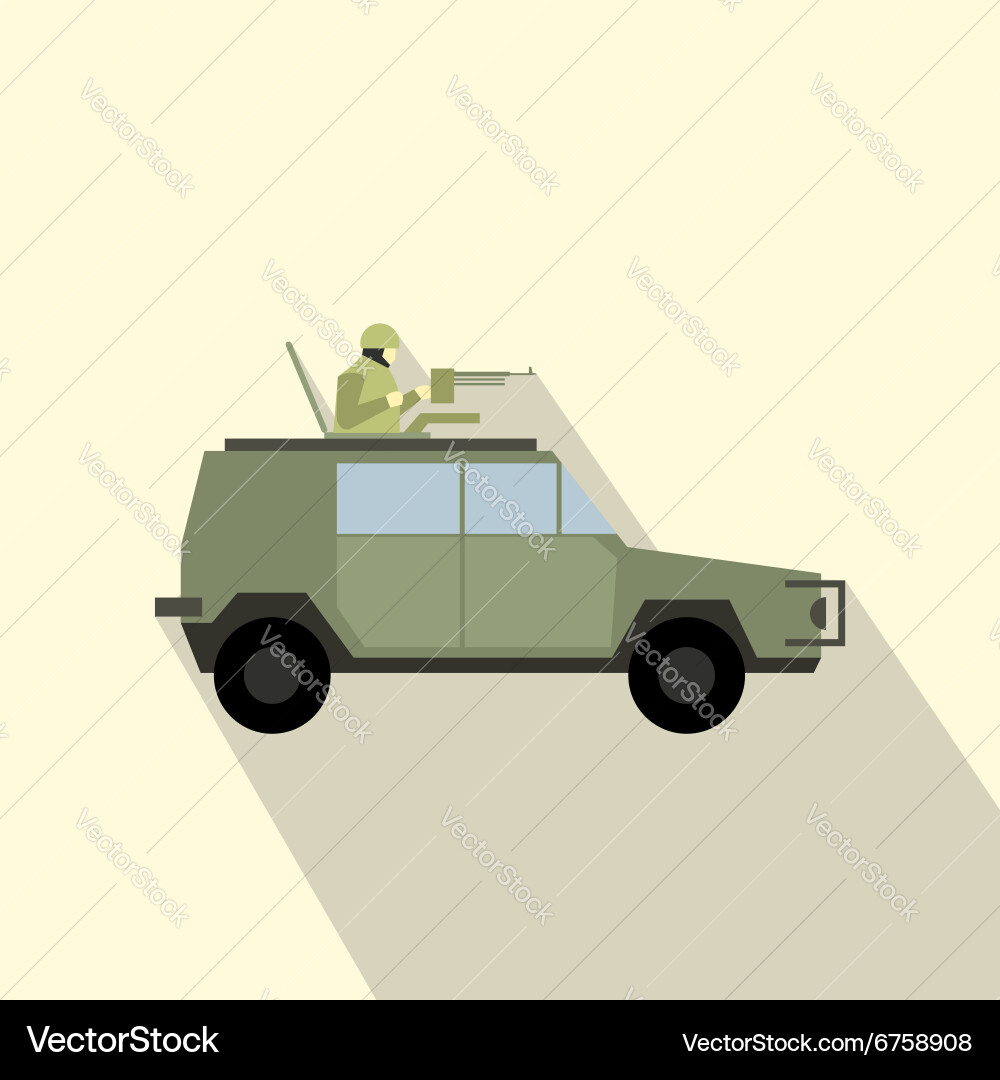 Military war car flat icon Royalty Free Vector Image