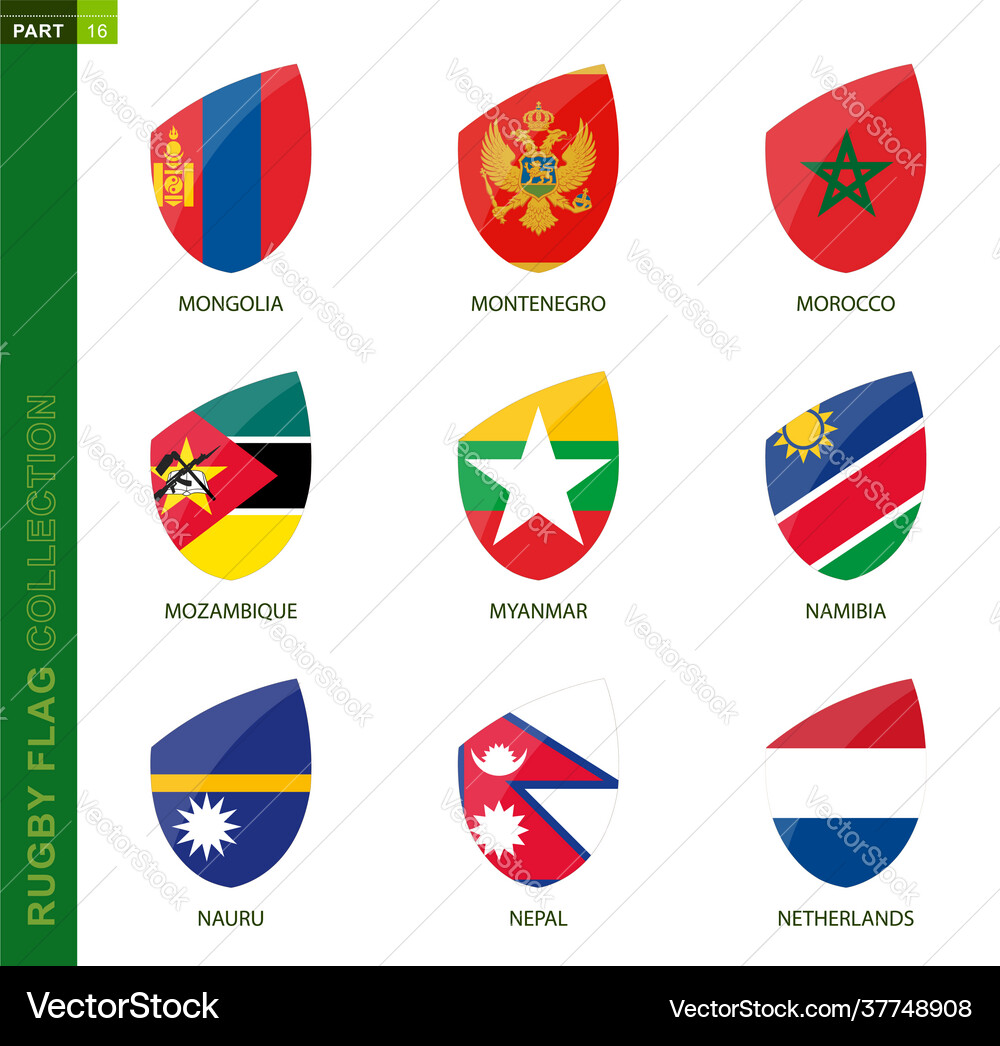 Rugby flag collection icon with flag 9 Royalty Free Vector