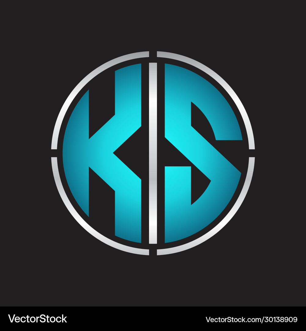 Ks logo initial with circle line cut design Vector Image