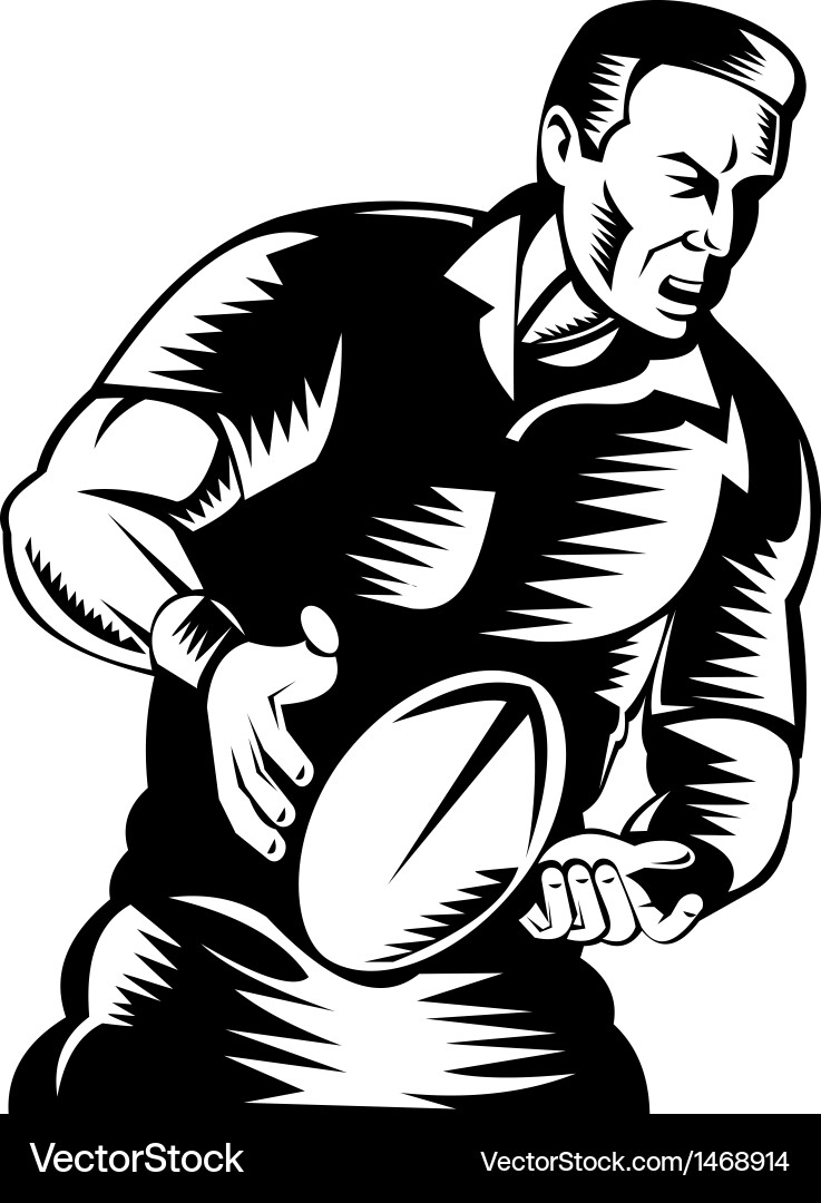 Rugby player passing the ball Royalty Free Vector Image
