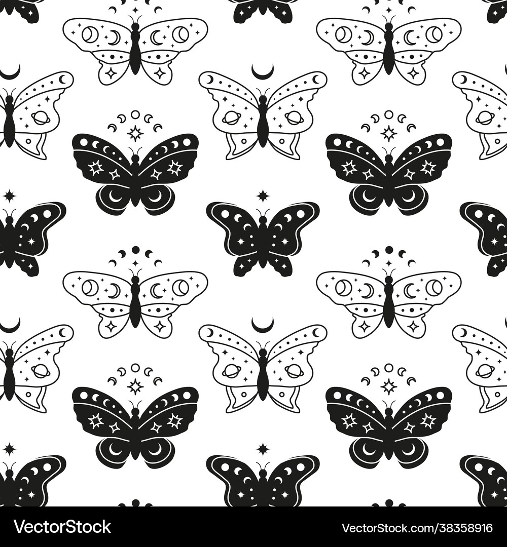 Seamless pattern with crescent moon black Vector Image