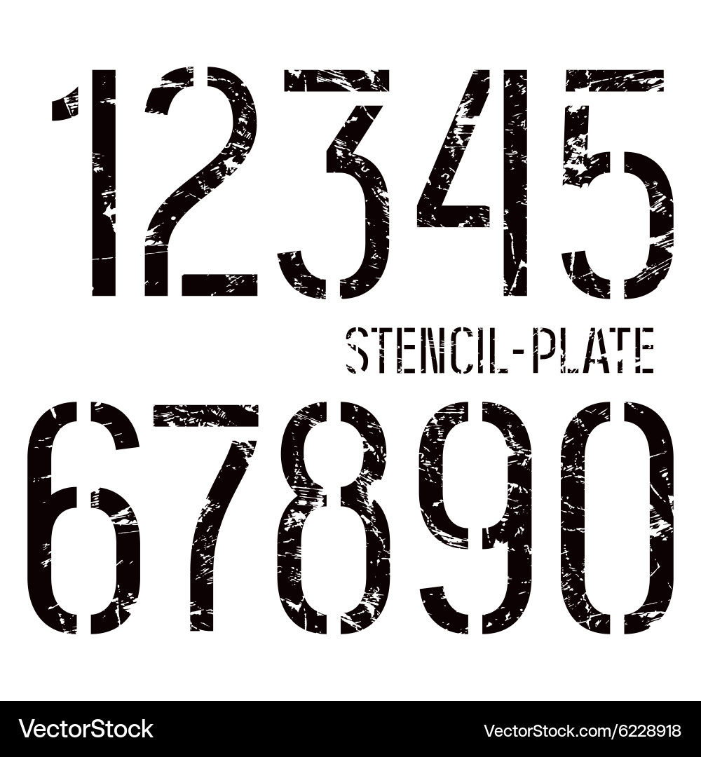 Stencil plate numbers in military style Royalty Free Vector