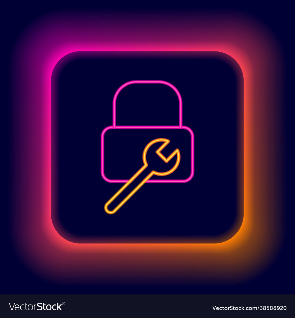 Glowing neon line lock repair icon isolated Vector Image