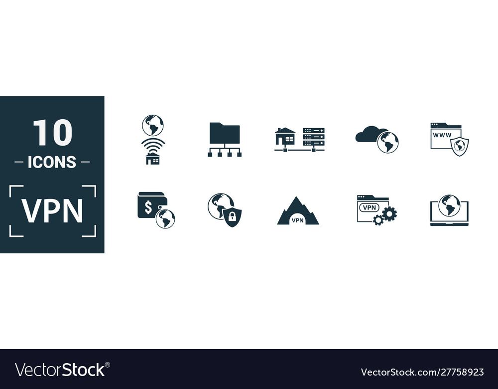 Vpn icon set include creative elements archiving Vector Image