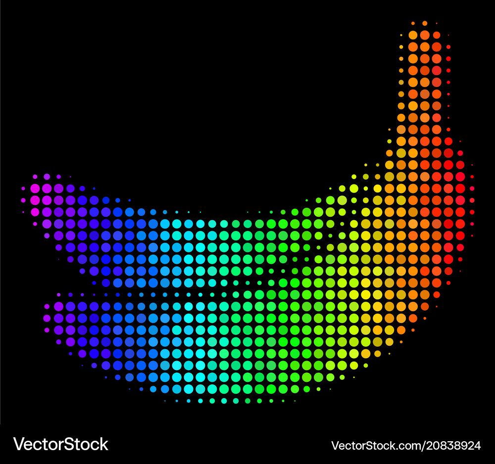 Spectral colored dot banana icon Royalty Free Vector Image