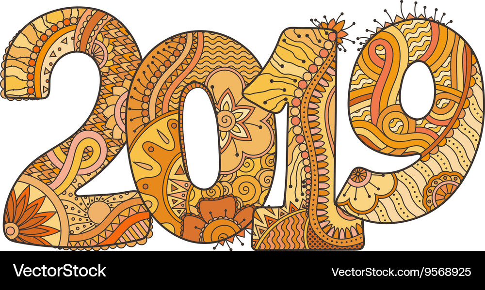 Happy New Year 2019 celebration number Royalty Free Vector