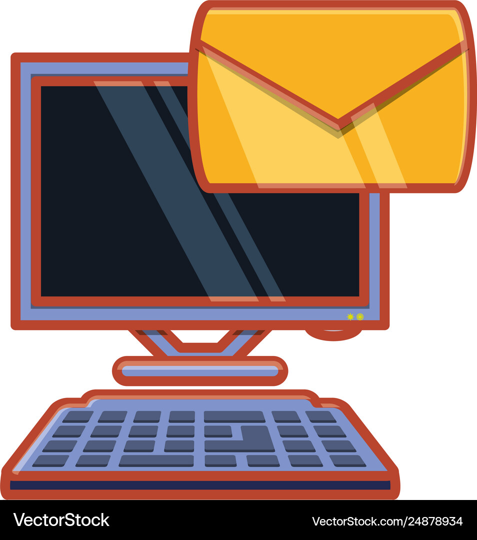 Computer desktop with envelope mail Royalty Free Vector