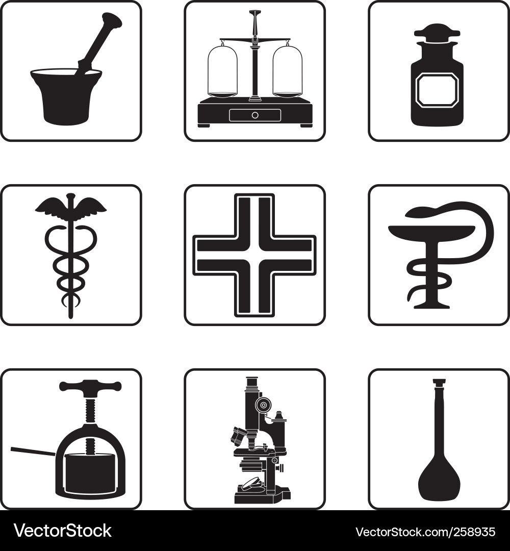 Pharmacy icons Royalty Free Vector Image - VectorStock