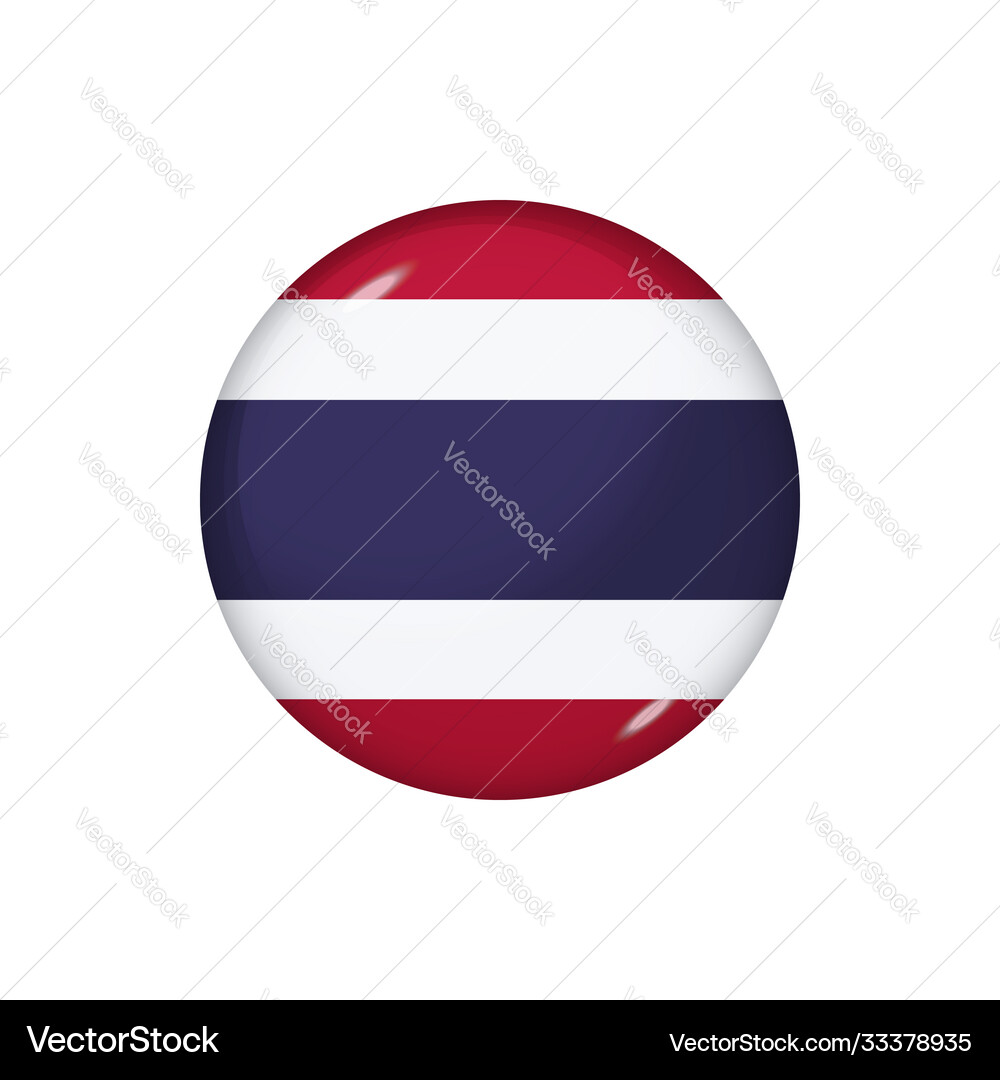 Round flag thailand button icon glossy badge Vector Image