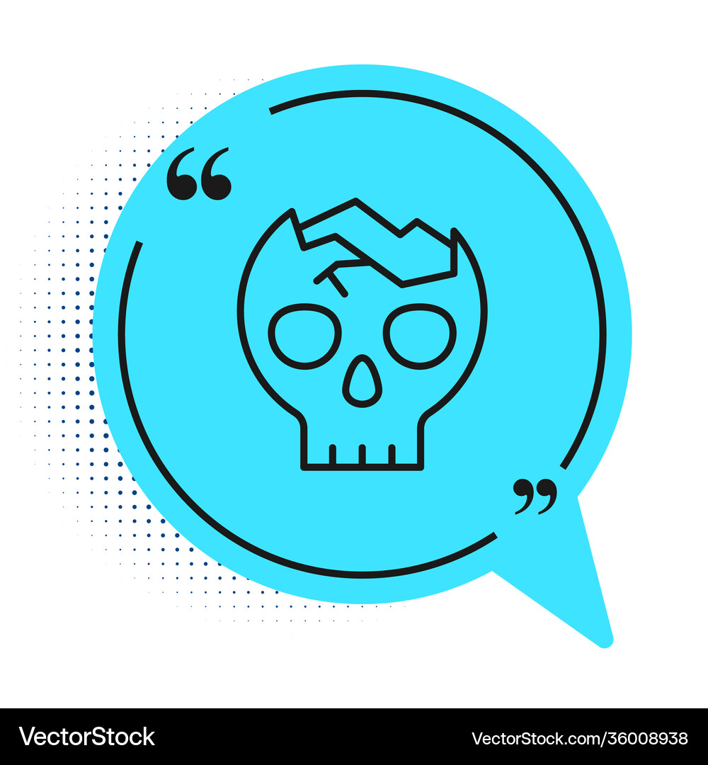 Black line broken human skull icon isolated Vector Image